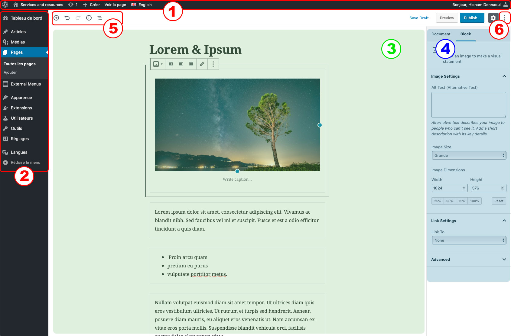 WordPress interface ‒ Website ‐ EPFL