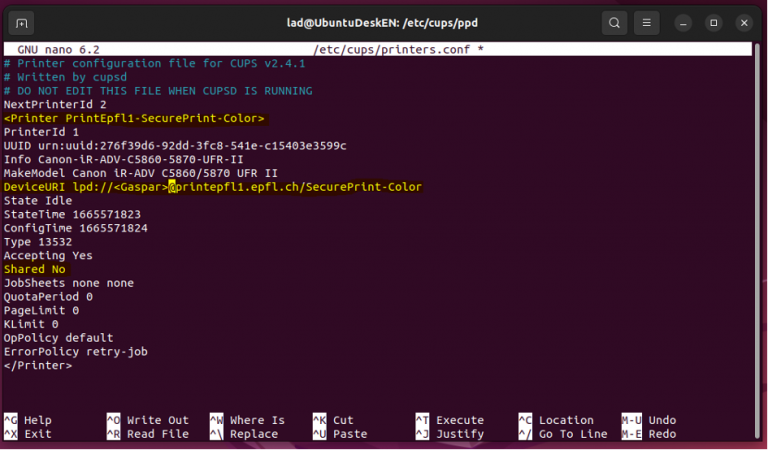 Color Linux driver Installation ‒ Services and resources ‐ EPFL