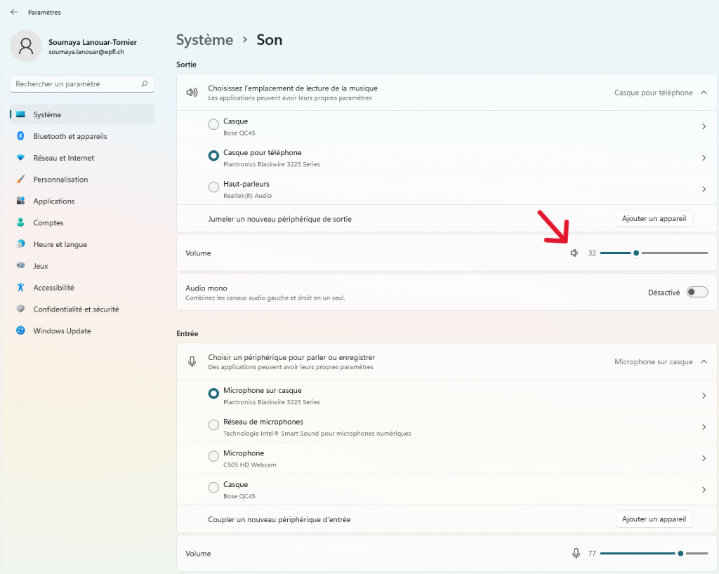 Cisco Jabber Audio Settings ‒ Services and resources ‐ EPFL