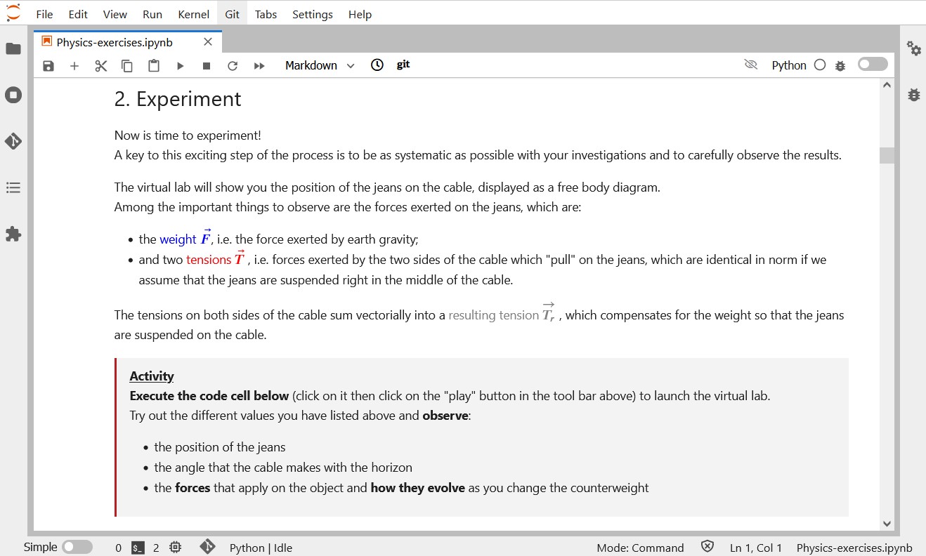 Exercice worksheets with Jupyter notebooks ‒ Educational initiatives ‐ EPFL